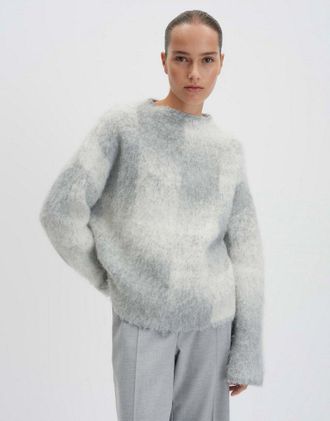 someday Strickpullover TEONIE Loose mit Jacquardmuster Jacquard-Pullover mit weitem Schnitt und modernem Funnel Neck