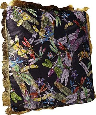 Kare Design Design Kissen Tropical Garden Fringe, Mehrfarbig, Fransen, Zierkissen, Samtoptik, Dekokissen mit Reißverschluss, 45x45 cm (L/B)