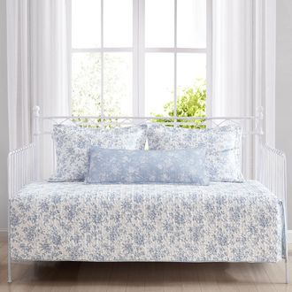 Laura Ashley Home - Tagesbett-Set, Blumen-Bettwäsche mit passenden Kissenbezügen und Kissenbezug, Heimdekoration für alle Jahreszeiten (Walled Garden Blue, Daybed)