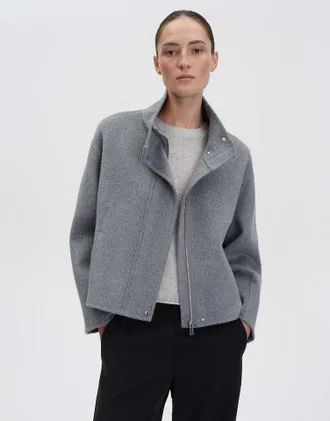 someday Wolljacke Varah pure weite Passform, Stehkragen, Abn&auml;her am Saum