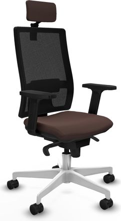 Piqueras y Crespo Stuhl mit 2D-Armlehnen, h&ouml;henverstellbarer Lendenwirbelst&uuml;tze und h&ouml;henverstellbarem Kopfteil und Neigungsverstellung, Schwarz/Dunkelbraun