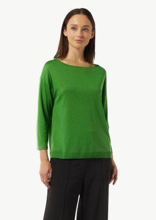 Comma Langarmshirt T-Shirt Longsleeve aus Strickjersey mit U-Boot-Ausschnitt