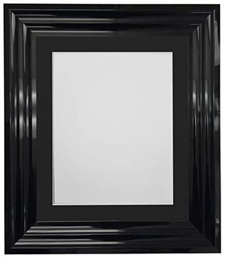 Frames by Post Firenza Bilderrahmen, Hochglanz, Kunststoffglas, mit schwarzem Passepartout, 35,6 x 27,9 cm, für Bildgröße 30,5 x 20,3 cm, Schwarz