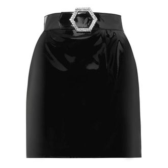 Philipp Plein Killer Latex Jewel Buckle Minirock - - Skirts - Damen - Schwarzk - L