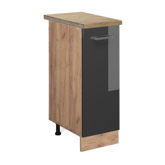 Vicco Meuble de cuisine R-Line, Anthracite Haute brillance, 30 cm, pt Ch&ecirc;ne