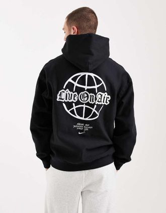 Nike Solo - Sweat &agrave; capuche imprim&eacute; au dos avec logo virgule - Noir