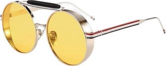 Generic Lunettes de soleil rondes à double pont avec monture en métal pour homme tendance vintage pour femmes Lunettes UV400 Lunettes de conduite de fête, C04