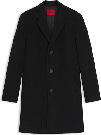 HUGO BOSS Herren Malte2531 IN Mantel aus Woll-Mix mit Knopfleiste Schwarz001 50