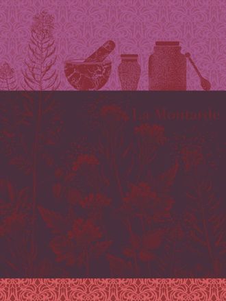 Le Jacquard Fran&ccedil;ais Geschirrtuch Moutarde en Fleurs Violette 60x80 cm Baumwolle