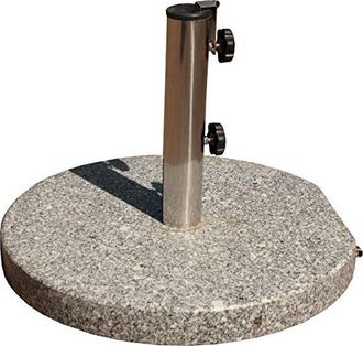 Siena Garden Granitschirmst&auml;nder, 40 kg, rund &Oslash; 50 cm Edelstahlrohr, mit Griff und Rolle