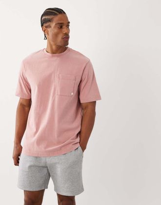 Farah Stacy - T-shirt teint avec poche &agrave; logo - Rouge-Rose