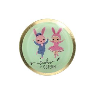 Gift Company Love Plates, Glasteller M, Motiv: Frohe Ostern, rund, Mint 13x1x13cm