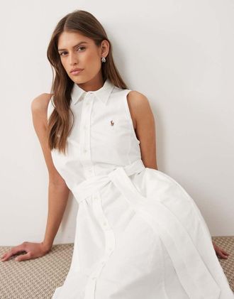 Polo Ralph Lauren Robe chemise de jour sans manches - Blanc