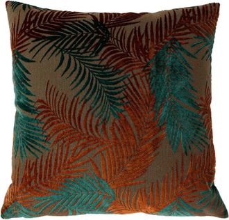 Riva Paoletti Palm Grove Kissenbezug, Samt, Teal/Rust, 50 x 50cm