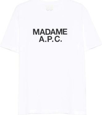 A.P.C. A.p.c., Homme, Tops, Blanc, Taille: 2XL Crew Neck T-shirt Front Logo Print