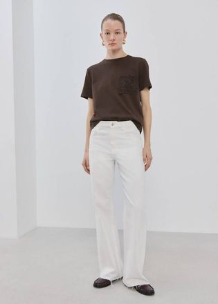 Mango T-shirt coton brod&eacute; chocolat - Femme - XXL - MANGO