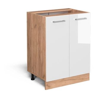 Vicco Meuble bas de cuisine R-Line, Blanc Haute brillance, 60 cm sans plan de travail Vicco