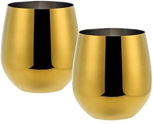 Echtwerk Echtwerk Weingläser, 2-tlg Rotweingläser, Trinkbecher aus Edelstahl, Unzerbrechliche Trinkgläser, Bruchsichere Gläser, Gold-Edition, 500 ml