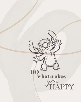 Komar Wandbild- Disney Lilo and Stitch Do What Makes You Happy - Größe 40 x 50 cm - Poster, Kinderzimmer, Dekoration - gerollt ohne Rahmen, Beige,Grau