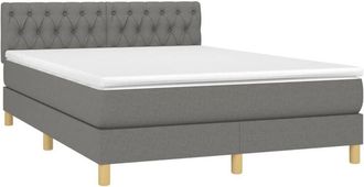 vidaXL Boxspringbett mit Matratze Dunkelgrau 140x200 cm Stoff Vidaxl