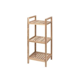 WENKO Colonne meuble rangement, &eacute;tag&egrave;re en bois sur pied Acina, 3 niveaux, Bois certifi&eacute; fsc, 35x80x35 cm, Marron