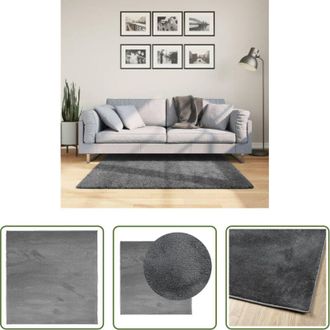vidaXL vidaXL Teppich 120x120 cm - Teppich OVIEDO Kurzflor Anthrazit 120x120 cm