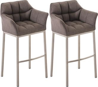 Clp Barhocker 2er Set mit Lehne Damaso, Barst&uuml;hle gepolstert mit Stoffbezug, Vierfu&szlig;gestelle aus Metall, Tresenhocker bis 240 kg belastbar, Farbe:grau, Ge