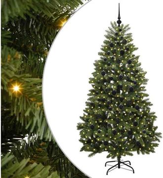 vidaXL K&uuml;nstlicher Weihnachtsbaum Gr&uuml;n 210 cm PVC und Metall vidaXL