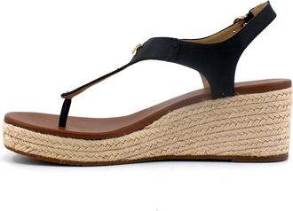 Michael Kors Femme, Chaussures, Noir, Taille: 38 EU Laney Sandale compensée espadrille en cuir Saffiano