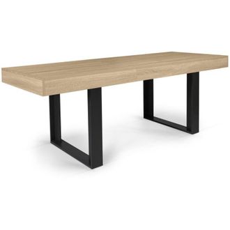 IDMarket Idmarket - Table à manger extensible phoenix - 6-10 personnes - Bois et noir - 160-200 cm - Bois-clair