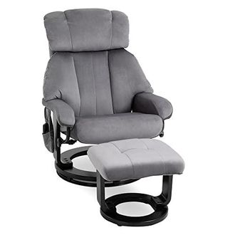 HOMCOM Fauteuil de massage inclinable avec t&eacute;l&eacute;commande et repose-pieds, fauteuil de relaxation avec 10 points de massage, 74x85x102 cm, gris