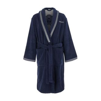 Versace unisex, V&ecirc;tements de nuit et de d&eacute;tente, Bleu, Taille: S Peignoir de bain Terry Medusa Jacquard