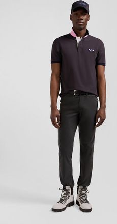 Eden Park Pantalon Chino Marron En Gabardine De Coton Stretch Coupe Regular