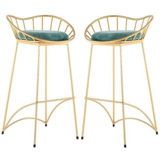 Generic Samtbezogene Barhocker mit R&uuml;ckenlehne und gepolstertem Sitz, 76 cm hoch, f&uuml;r K&uuml;cheninseln, Kneipen, Bistros und Restaurants