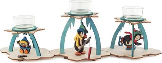 Rudolphs Schatzkiste Bastelsatz Teelichthalter 3 Pinguine BxHxT 13x12x9cm NEU Teelichtständer Kerzenhalter