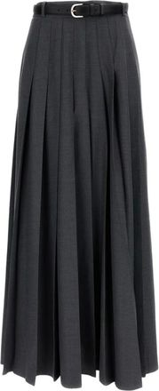 Self Portrait Femme, Jupes, Gris, Taille: 36 FR Jupe Maxi Pliss&eacute;e