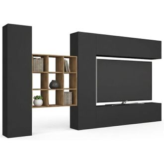 Dmora Dmora - Wohnzimmerm&ouml;bel Dfallic, Wohnzimmer-Set TV-M&ouml;bel mit 4 T&uuml;ren, Mehrzweck-Wohnm&ouml;bel, 100 % Made in Italy, cm 350x30h180, Anthrazit
