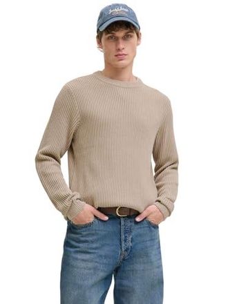 Jack & Jones Jjedover Knit Crew Neck Sn, Beige Clair, M Homme