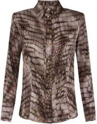Elisabetta Franchi Femme, Blouses et Chemises, Multicolore, Taille: 46 FR Chemise en viscose &agrave; imprim&eacute; crocodile