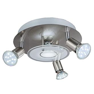 B.K.Licht LED Deckenlampe schwenkbar, warmweiße Lichtfarbe, Glasdekor, Deckenleuchte, LED Lampe, Wohnzimmerlampe, Schlafzimmerlampe, Küchenlampe, Deckenstrahler