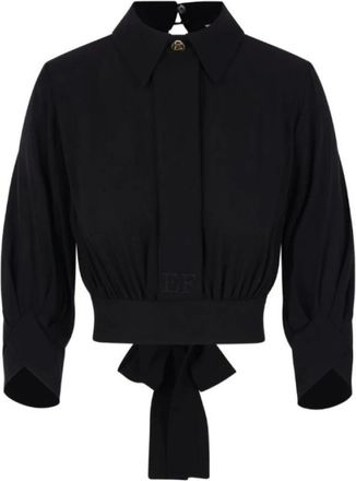 Elisabetta Franchi Femme, Blouses et Chemises, Noir, Taille: 36 FR Georgette Shirt
