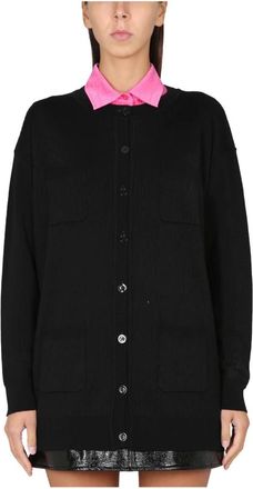 Moschino Femme, Pulls, Noir, Taille: 36 FR Cardigan With Logo