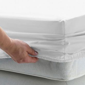 Pizuna Coton Drap Housse 140x200 cm Blanc, 1000 Fils au Pouce carré, 100% Coton à Fibres Longues en Armure Satin Drap-Housse épais avec Poche de 40 cm de Pro