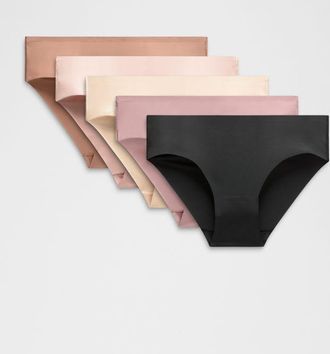 lululemon InvisiWear Bikini-Unterw&auml;sche mit mittelhohem Bund 5er-Pack f&uuml;r Frauen - Gr&ouml;&szlig;e 2XL in Black/Twilight Rose/Misty Shell