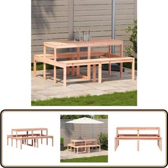 vidaXL Picknicktisch 160x134x75 cm Massivholz Douglasie - Holztisch - Esszimmertisch - Gartenm&ouml;bel - Gartentisch - Picknicktisch