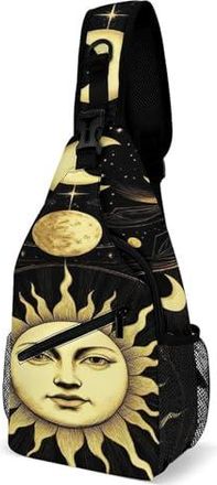 Generic Sacoche Homme Bandouliere Cartes de Tarot Magie Boh&egrave;me Vintage Soleil Lune &Eacute;toiles Casual Sac De Poitrine R&eacute;glable Sac Poitrine pour Cyclisme Voyage F