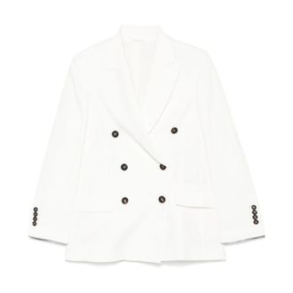 Brunello Cucinelli Wei&szlig;e Doppelreiher-Blazer mit Spitzrevers - - Jackets - Damen - Wei&szlig; - XS