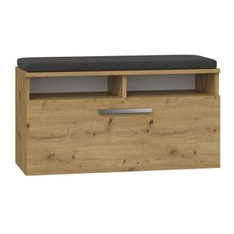 Topeshop Topeshop - cdf Schuhschrank Riva Farbe: Eiche Artisan Ideal für Diele, Flur, Büro Schuhaufbewahrung Bequemer Sitz (Kissen) 6 Einlegeböden Modern