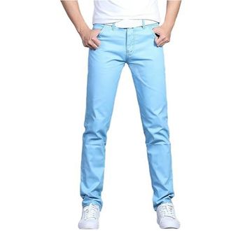 Generic Pantalons habill&eacute;s pour hommes coupe ajust&eacute;e en lin extensible pantalons dext&eacute;rieur tendance &agrave; bas ouvert pantalons d&eacute;contract&eacute;s en coton avec poches 