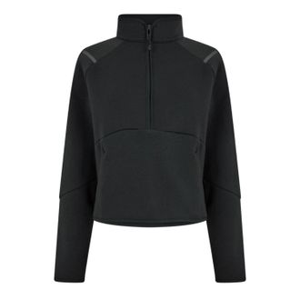 Under Armour Unstoppable Sweatshirt f&uuml;r Damen, mit kurzem Rei&szlig;verschluss, Fleece, Regul&auml;r (Schwarz)